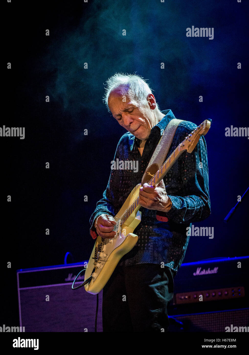 Robin Trower on guitar at Islington Assembly Hall, London Stock Photo ...