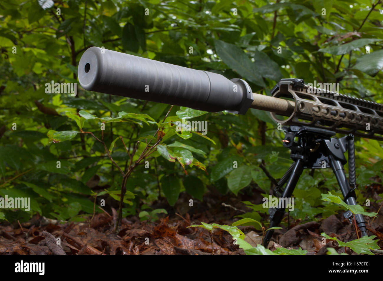 Semi automatic rifle camouflage suppressor hi-res stock photography and ...