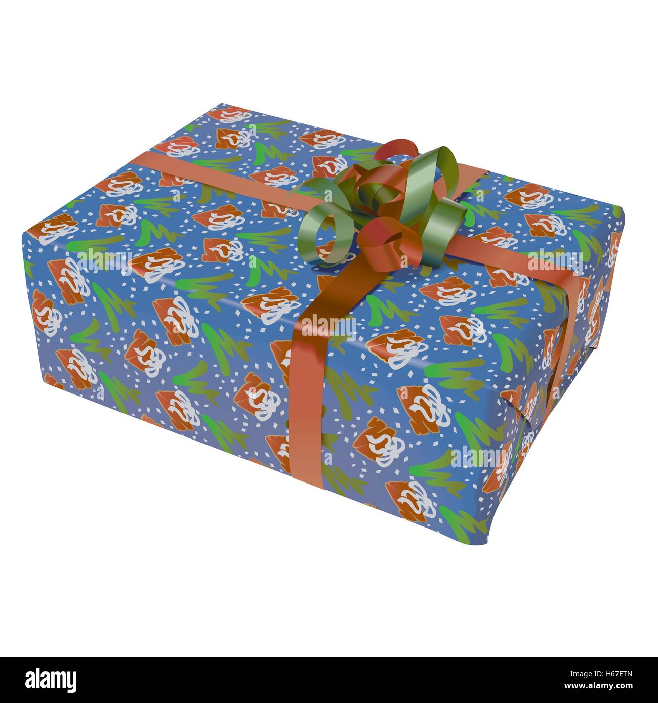 Blue Wrapped Christmas Present Stock Vector Image & Art - Alamy