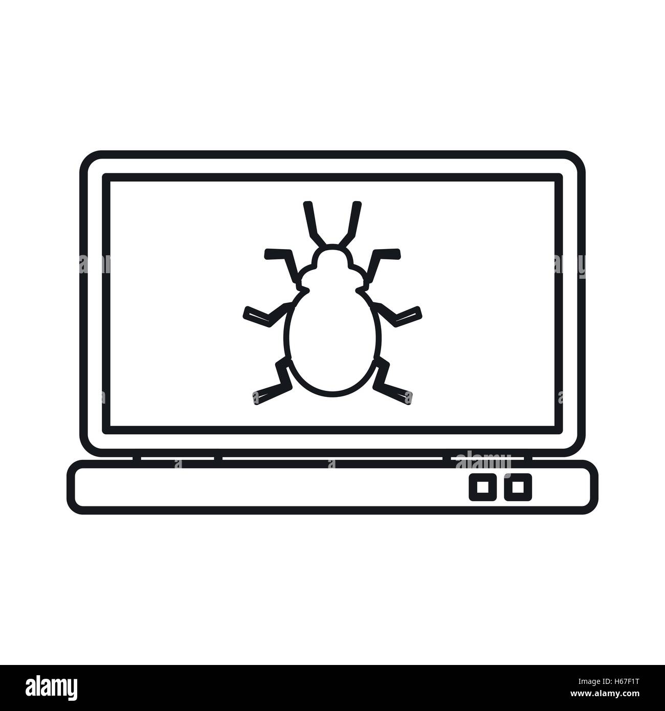 Laptop icon with a bug icon, outline style Stock Vector Image & Art - Alamy