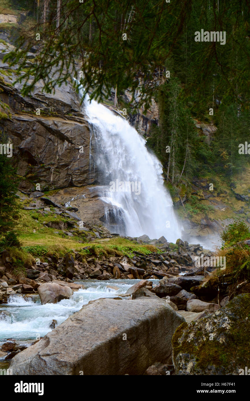 Krimmler waterfall. Highest fall in Austria Stock Photo - Alamy