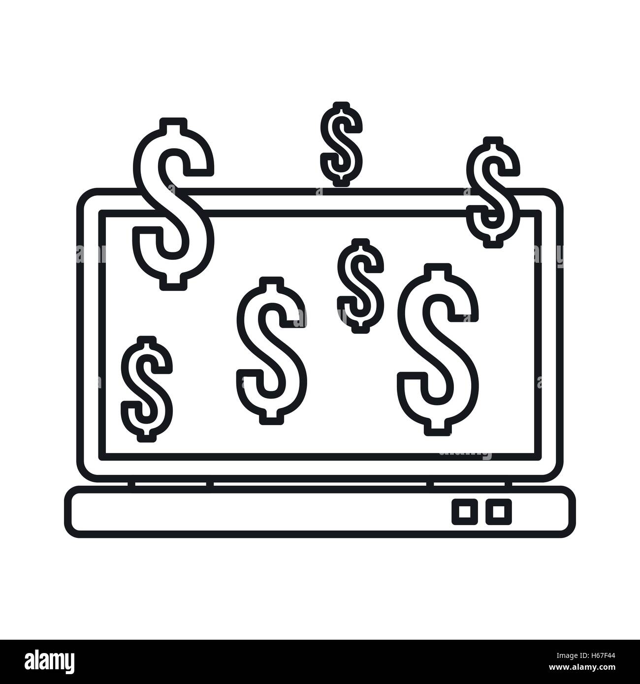 Computer monitor and dollar signs icon Stock Vector Image & Art - Alamy