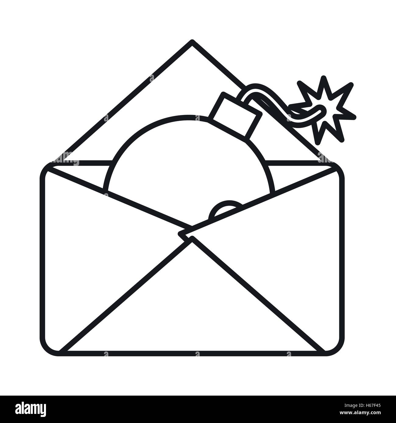 Envelope with bomb icon, outline style Stock Vector Image & Art - Alamy