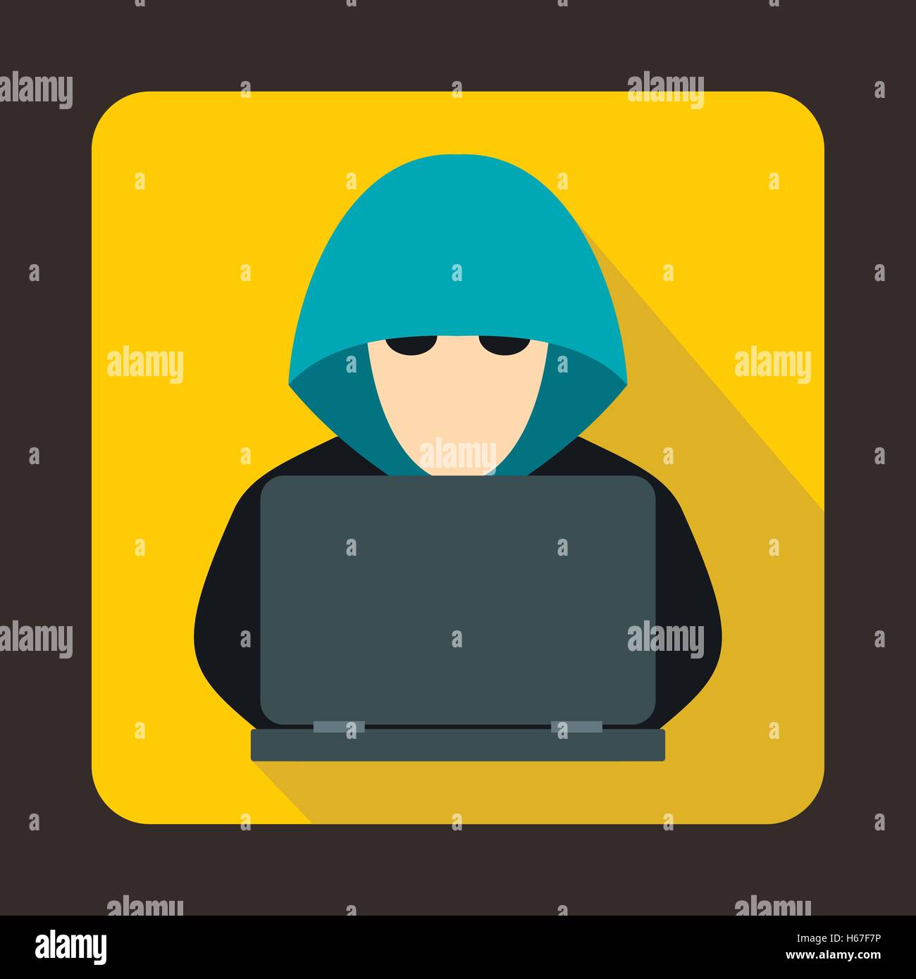 Computer hacker with laptop icon, flat style Stock Vector Image & Art ...