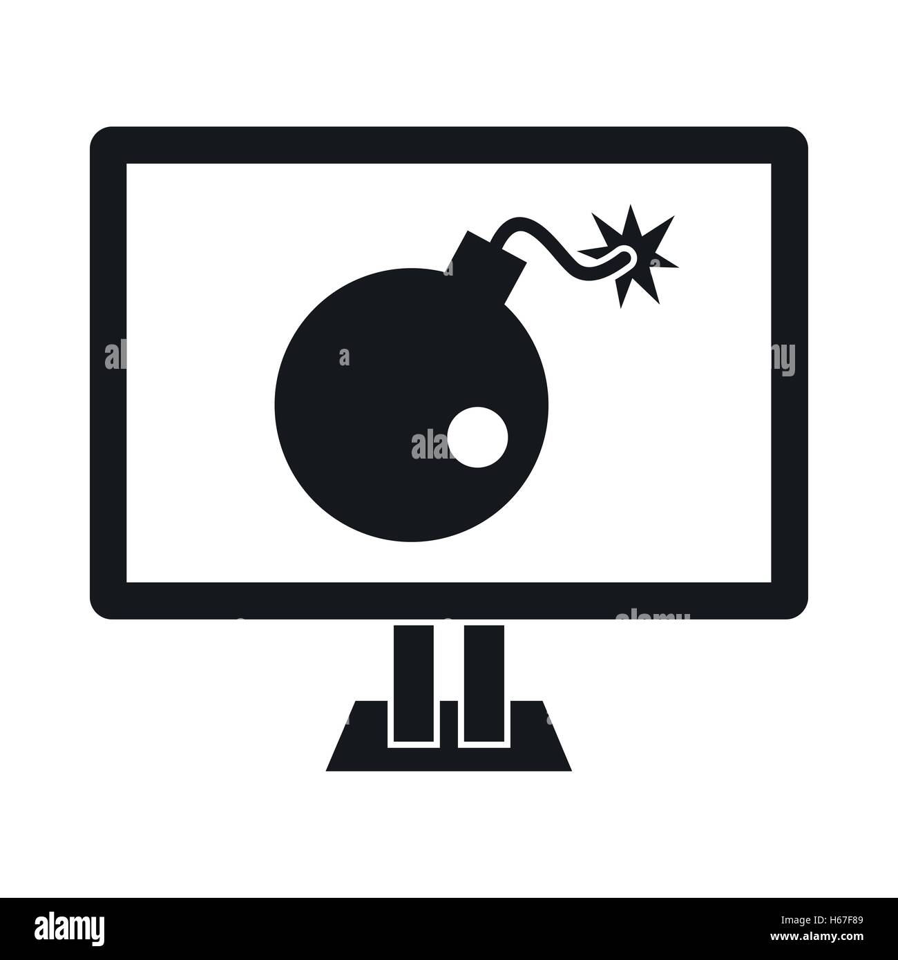 Bomb on computer monitor icon, simple style Stock Vector Image & Art ...