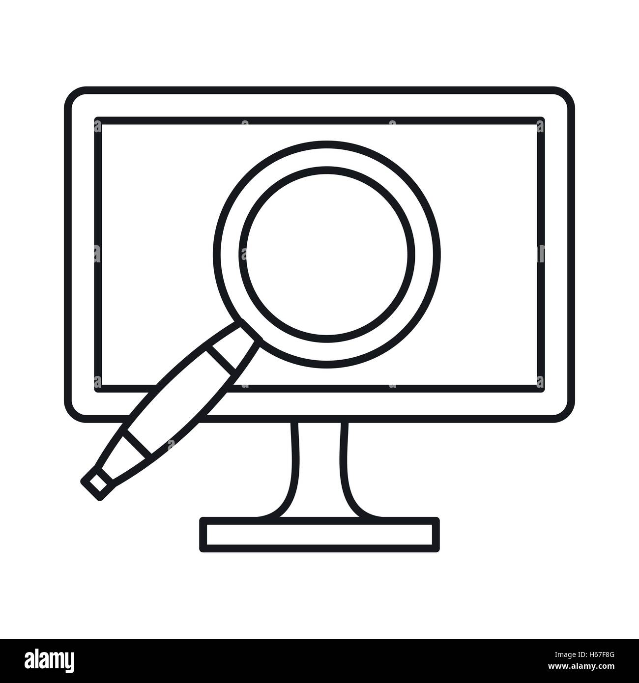 Computer Monitor Magnifying Glass Icon Stock Vector Image And Art Alamy