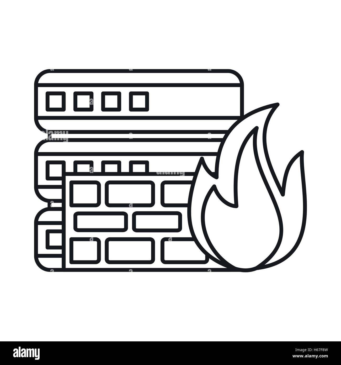 Database and firewall icon, outline style Stock Vector Image & Art - Alamy