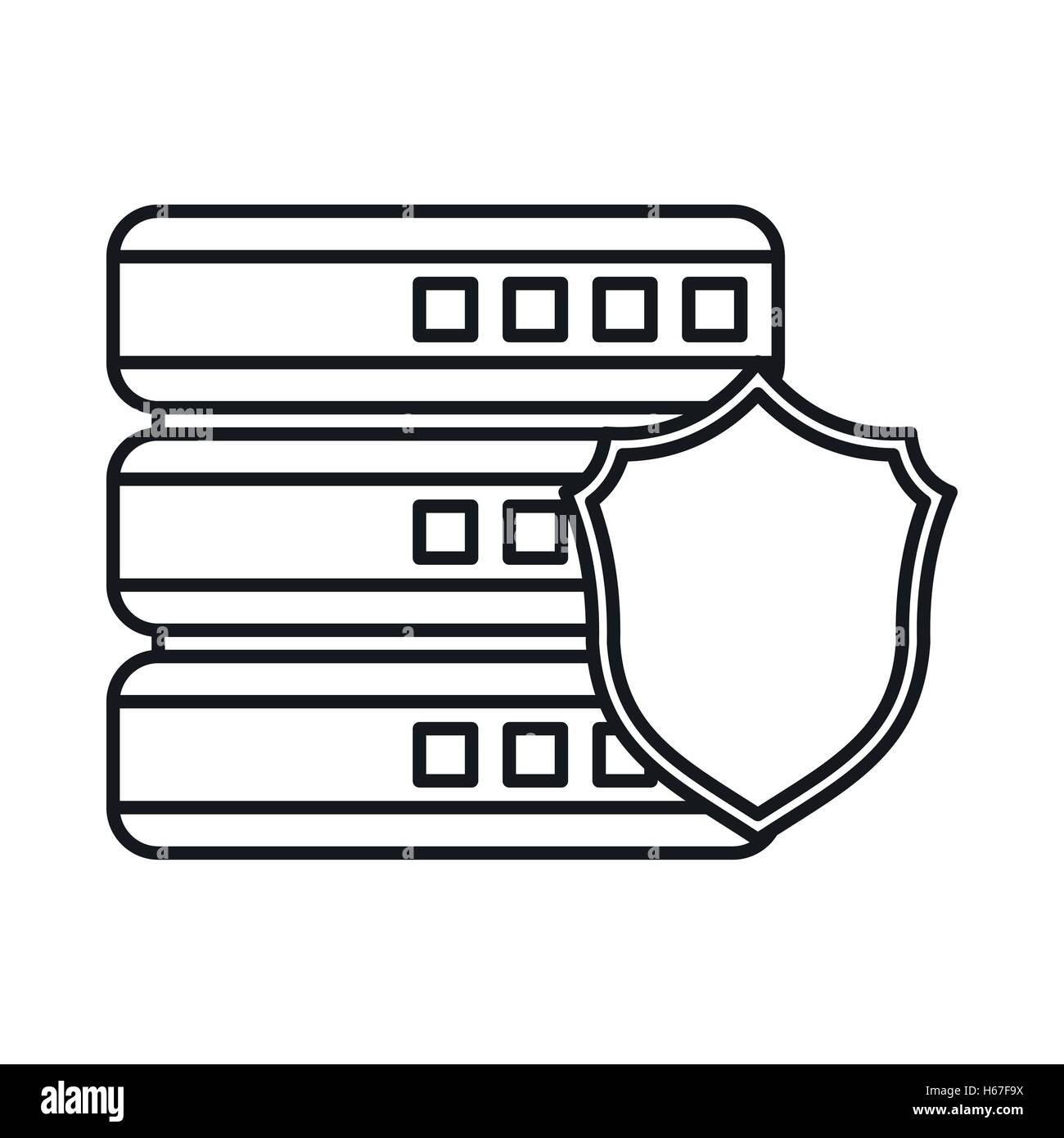 Database with gray shield icon, outline style Stock Vector Image & Art ...