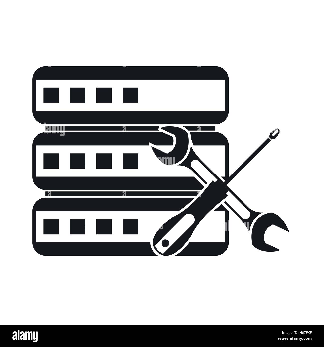 Database with screwdriver and spanner icon Stock Vector Image & Art - Alamy
