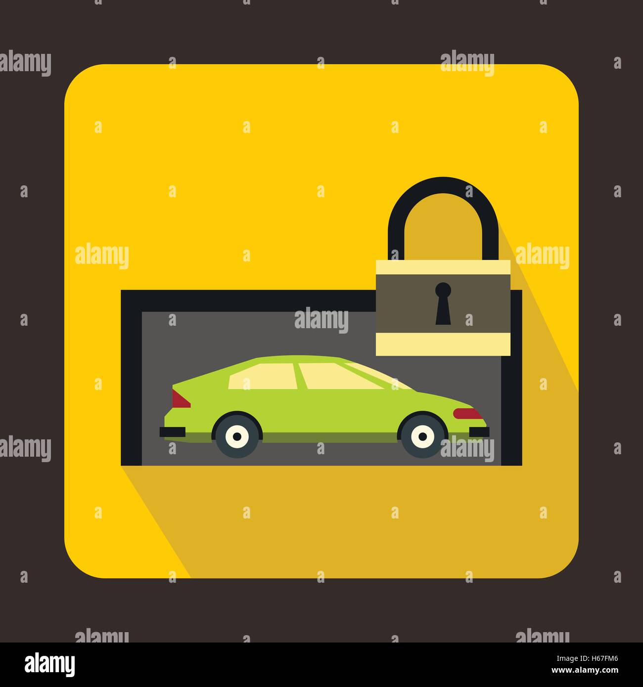 Green car and padlock icon, flat style Stock Vector Image & Art - Alamy