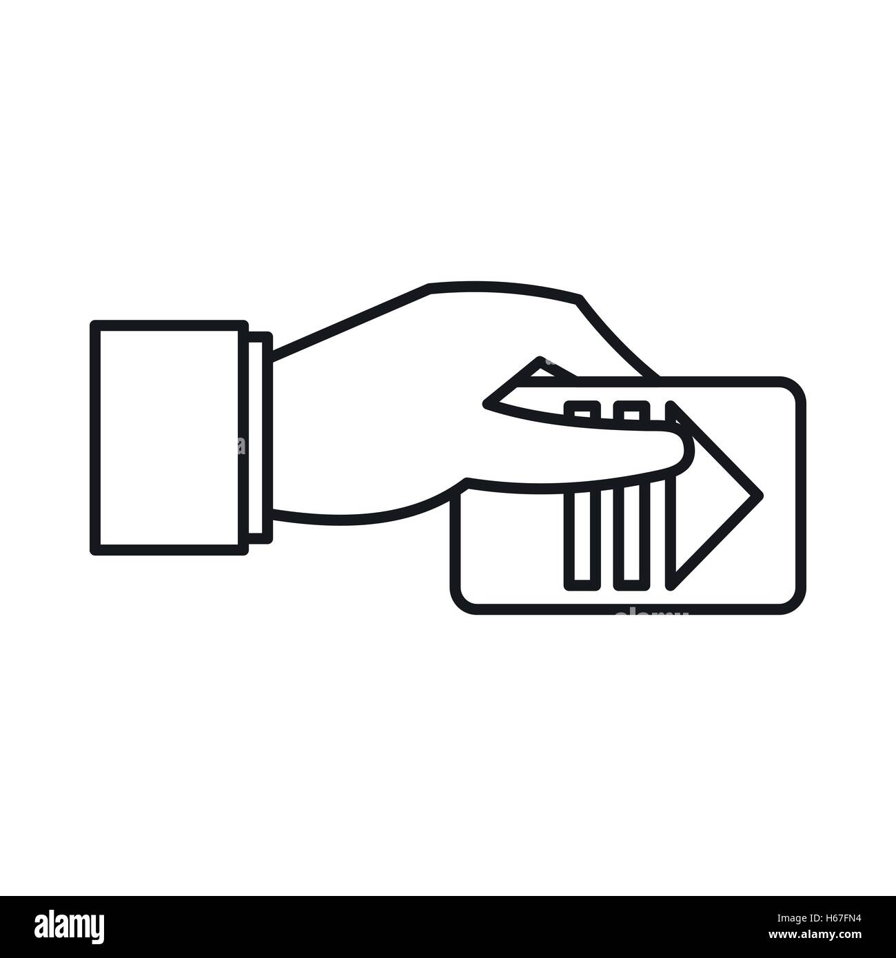 Hand with parking ticket icon, outline style Stock Vector Image & Art ...