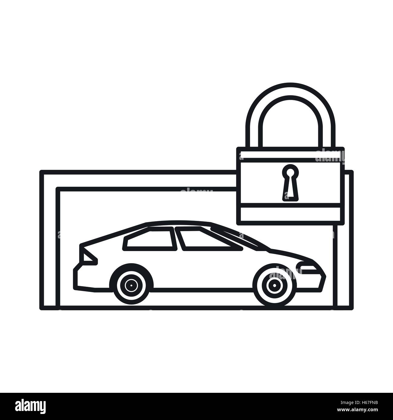 Car and padlock icon, outline style Stock Vector Image & Art - Alamy