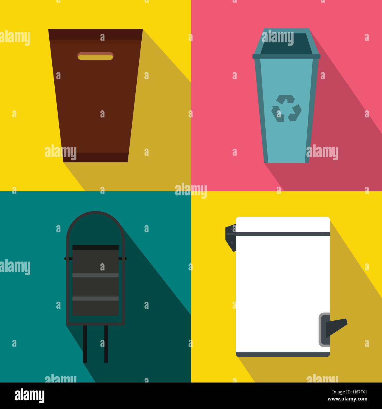 Trash bin garbage banners set, flat style Stock Vector Image & Art - Alamy