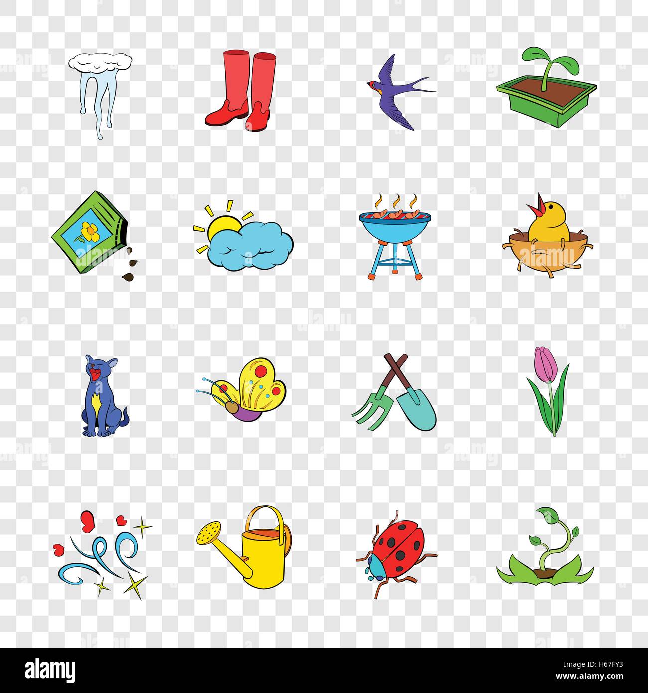 Spring icons set, pop-art style Stock Vector Image & Art - Alamy