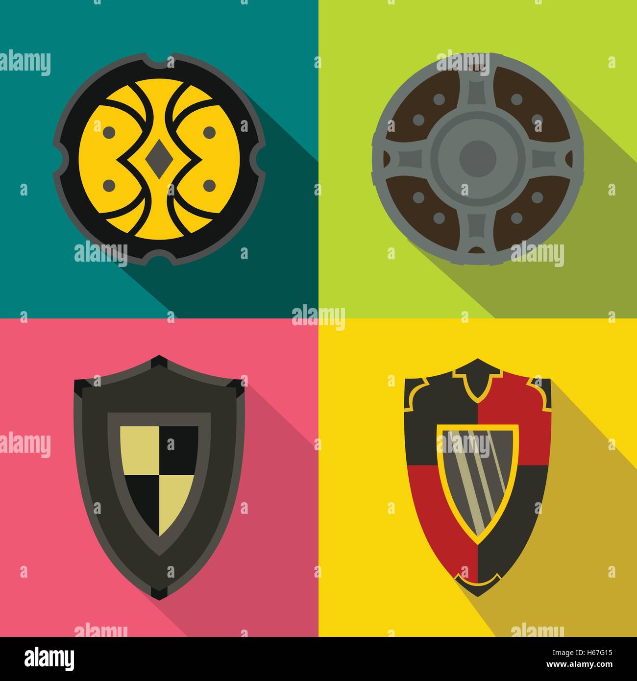 Shields banners set, flat style Stock Vector Image & Art - Alamy