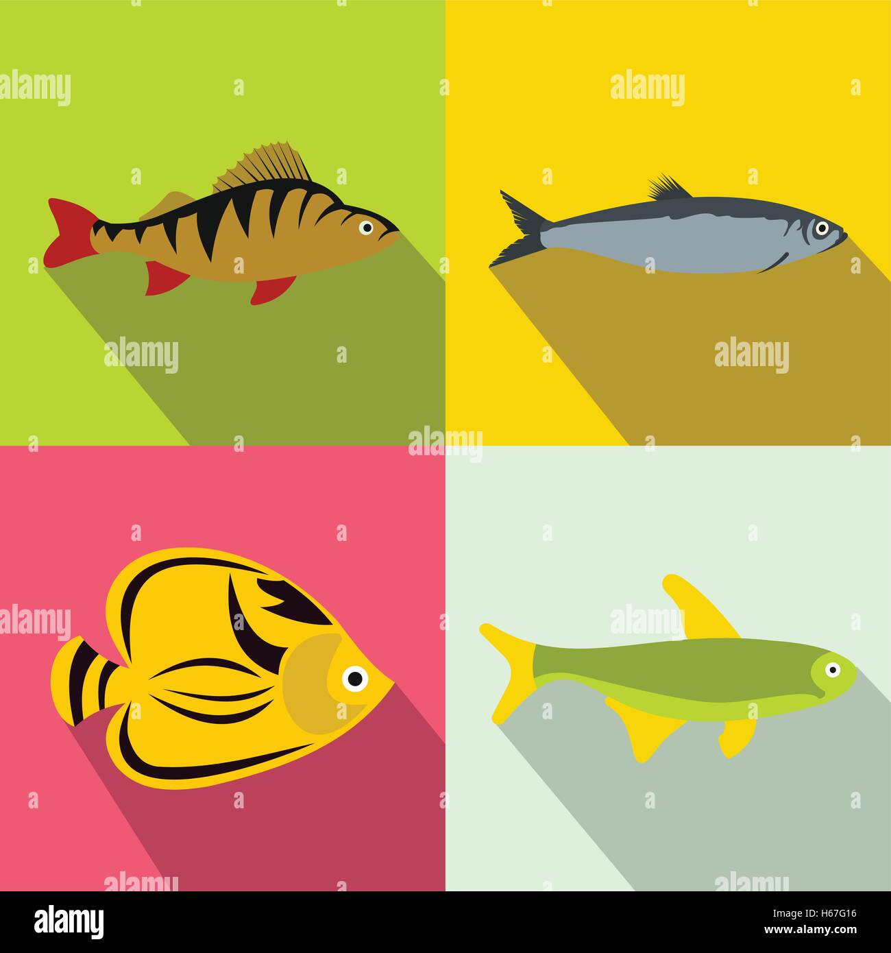 Fish banners set, flat style Stock Vector Image & Art - Alamy
