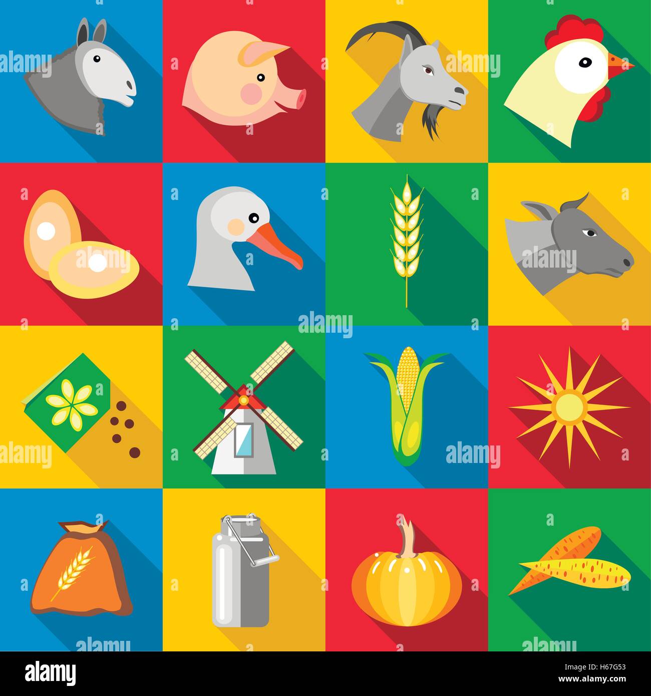 Farm icons set, flat style Stock Vector Image & Art - Alamy