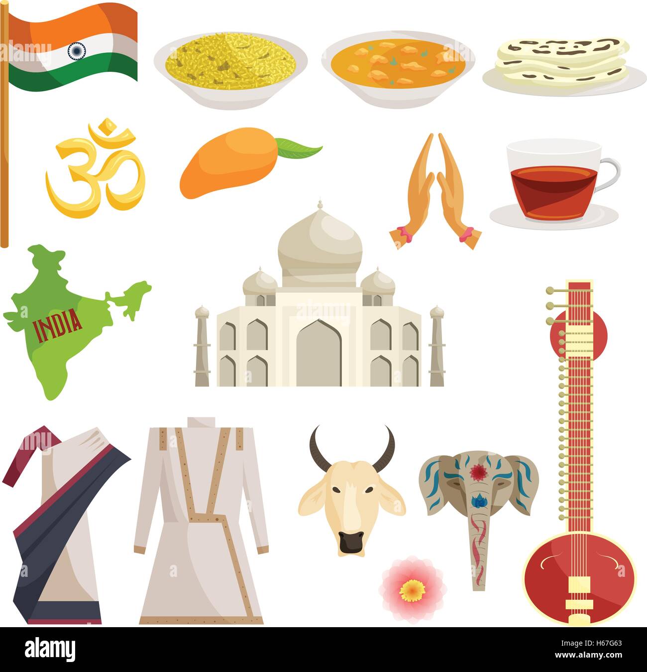 India icons set, catoon style Stock Vector Image & Art - Alamy