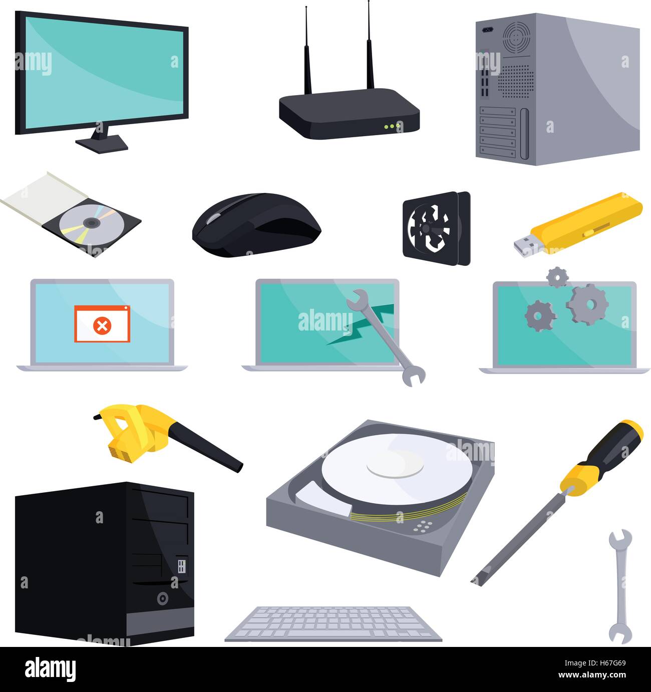 Computer repair icons set, cartoon style Stock Vector Image & Art - Alamy