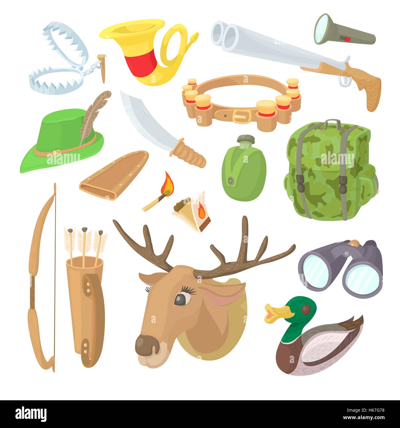 Hunting icons set, cartoon style Stock Vector Image & Art - Alamy
