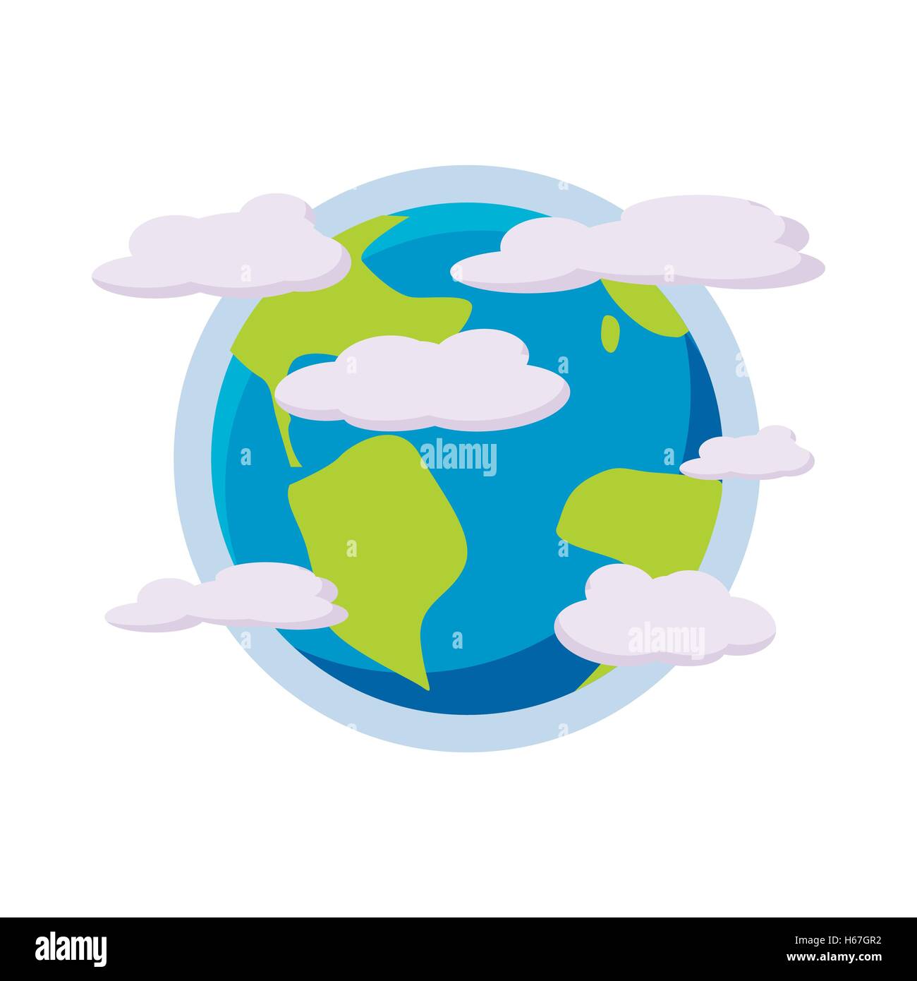 Earth planet in the clouds icon, cartoon style Stock Vector Image & Art ...