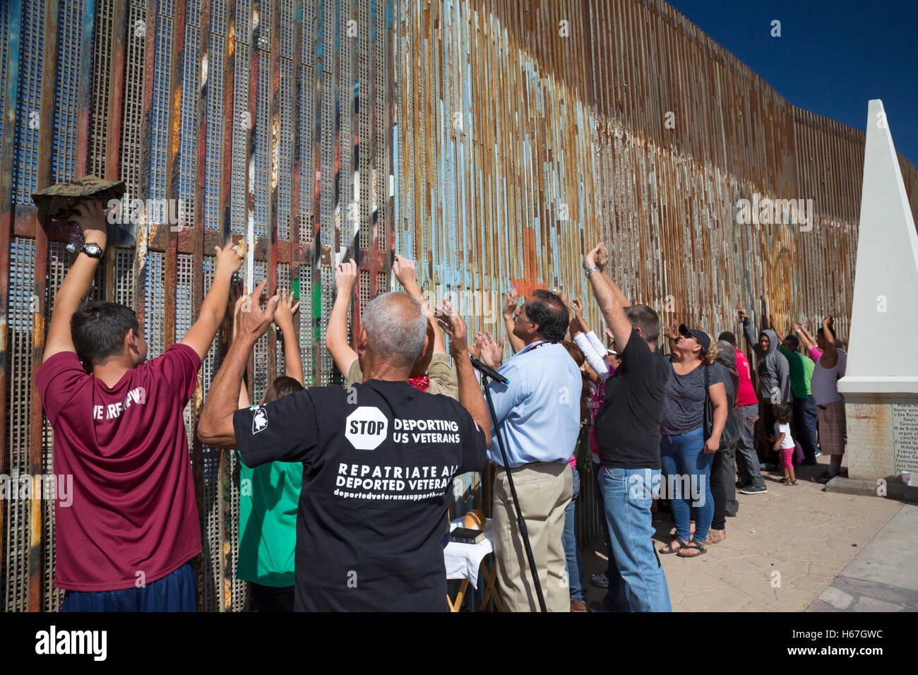 Tijuana, Mexico - People pray during Sunday interfaith worship at the U ...