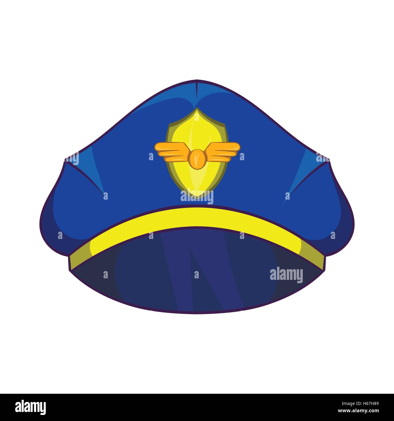 Blue pilot cap with badge icon, cartoon style Stock Vector Image & Art ...