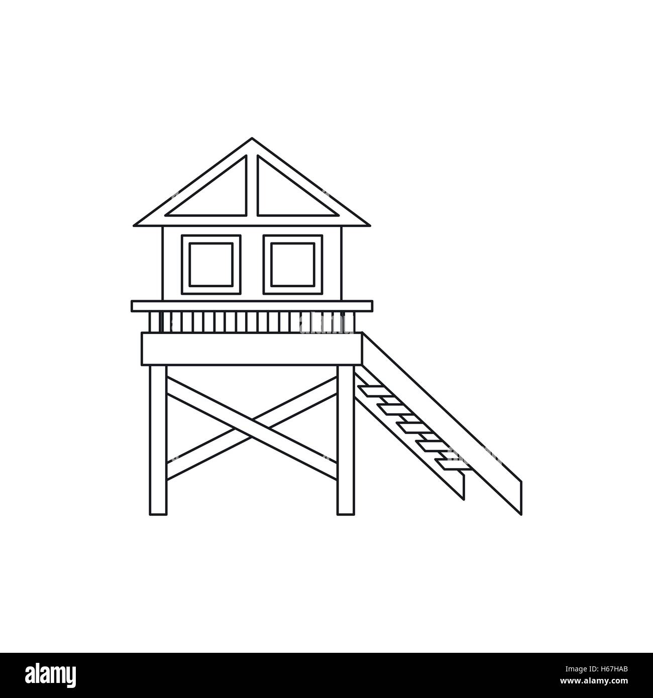 Wooden stilt house icon, outline style Stock Vector Image & Art - Alamy
