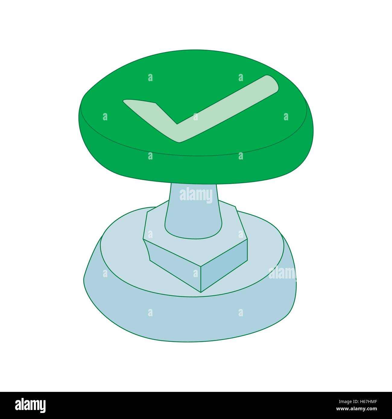 Green button with check mark icon, cartoon style Stock Vector Image ...