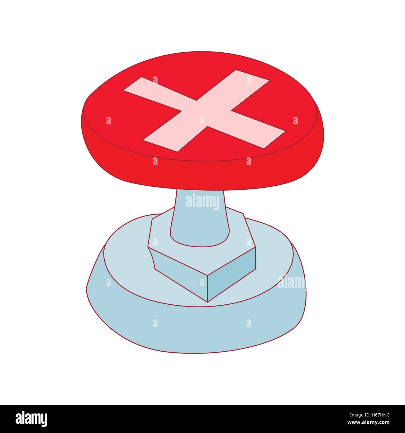 Red button with cross sign icon, cartoon style Stock Vector Image & Art ...