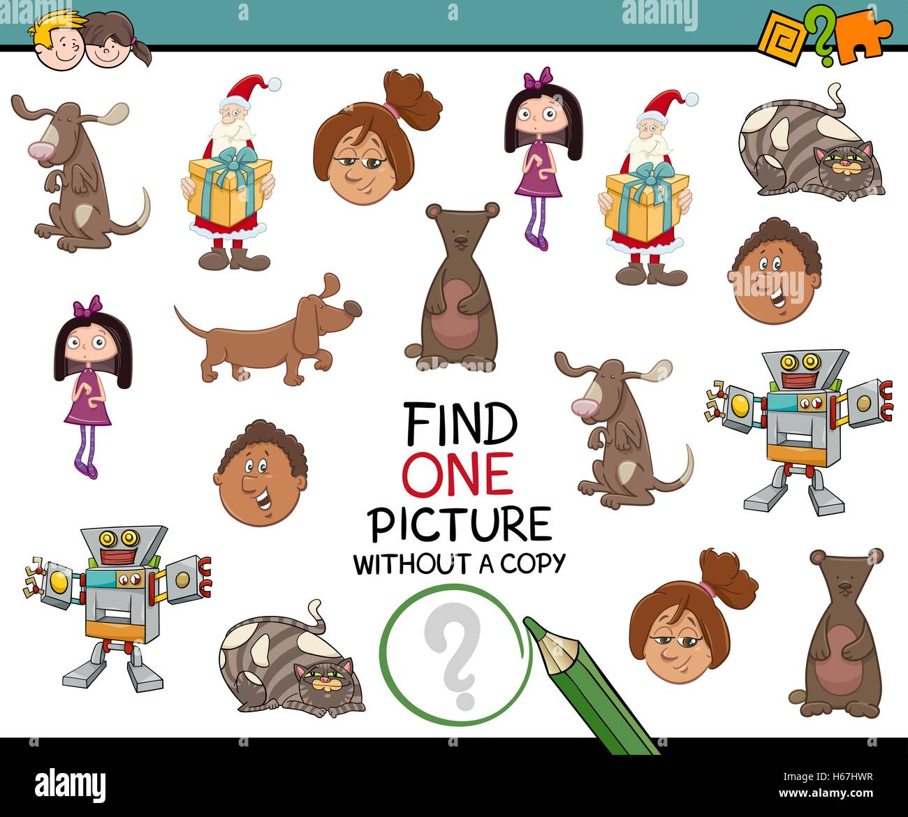 Cartoon Illustration of Educational Activity of Single Picture Search ...