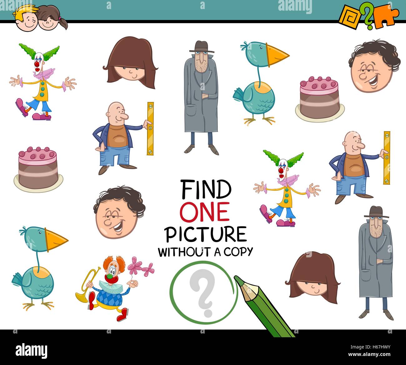 Cartoon Illustration of Educational Activity of Finding Picture without ...