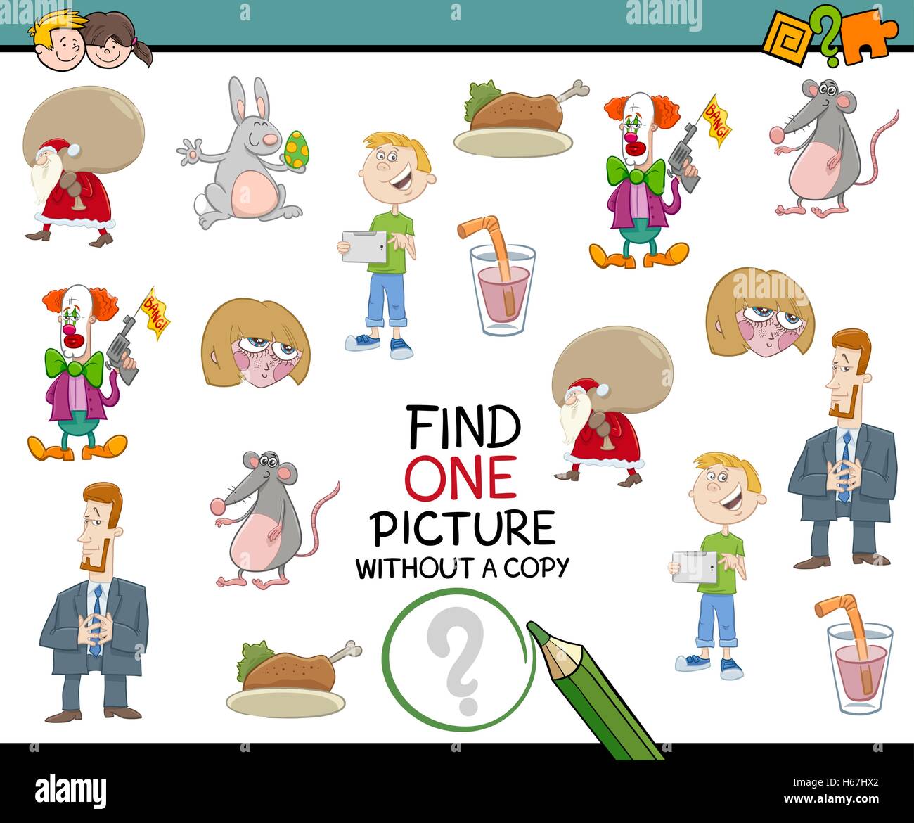 Cartoon Illustration of Educational Activity of Finding Picture without ...
