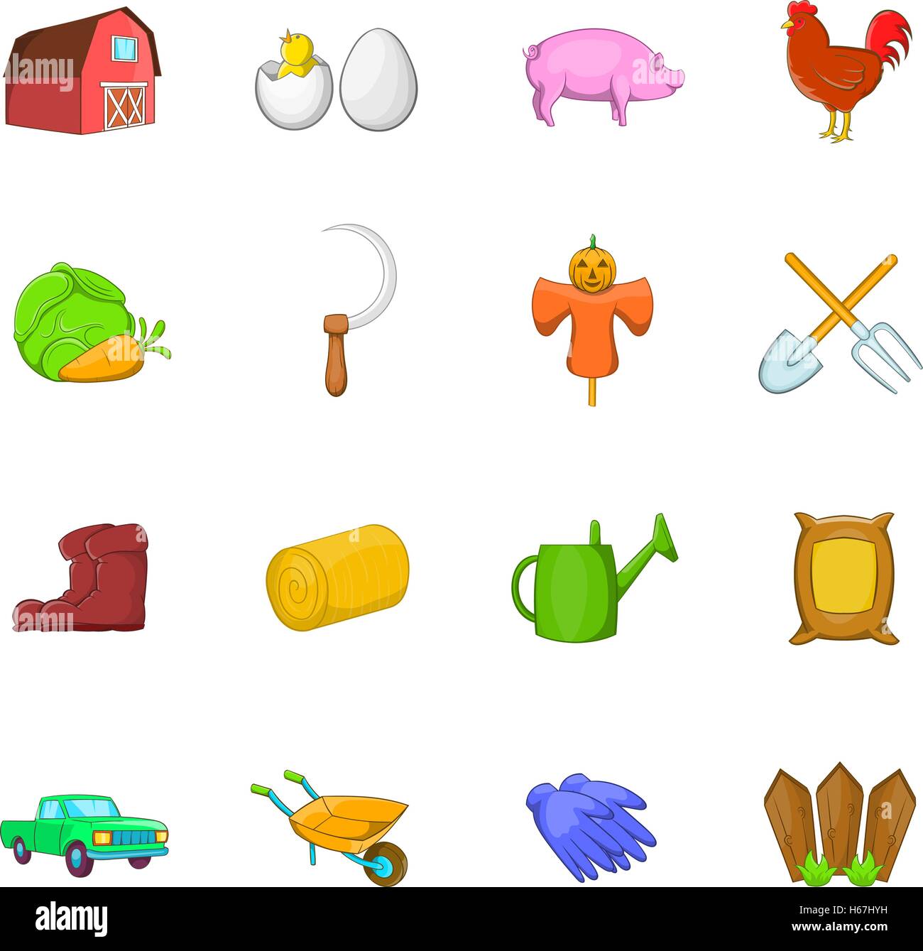 Farm icons set, cartoon style Stock Vector Image & Art - Alamy