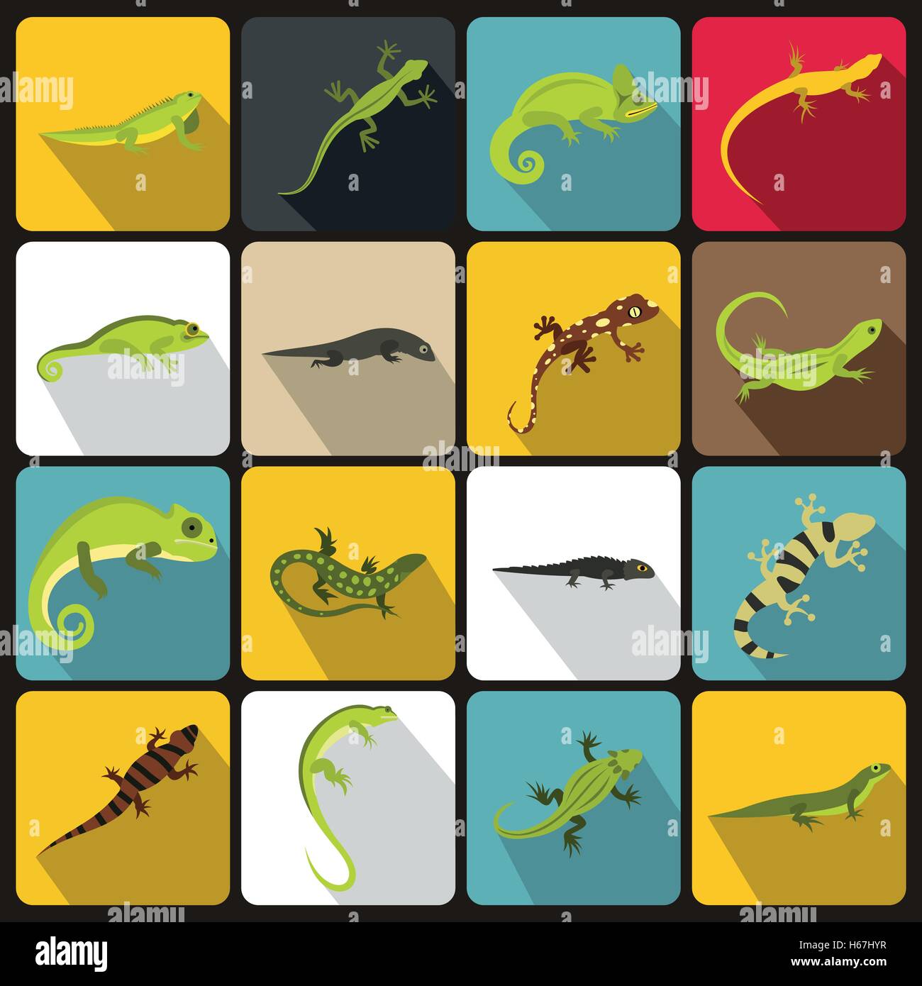 Lizard icons set, flat style Stock Vector Image & Art - Alamy