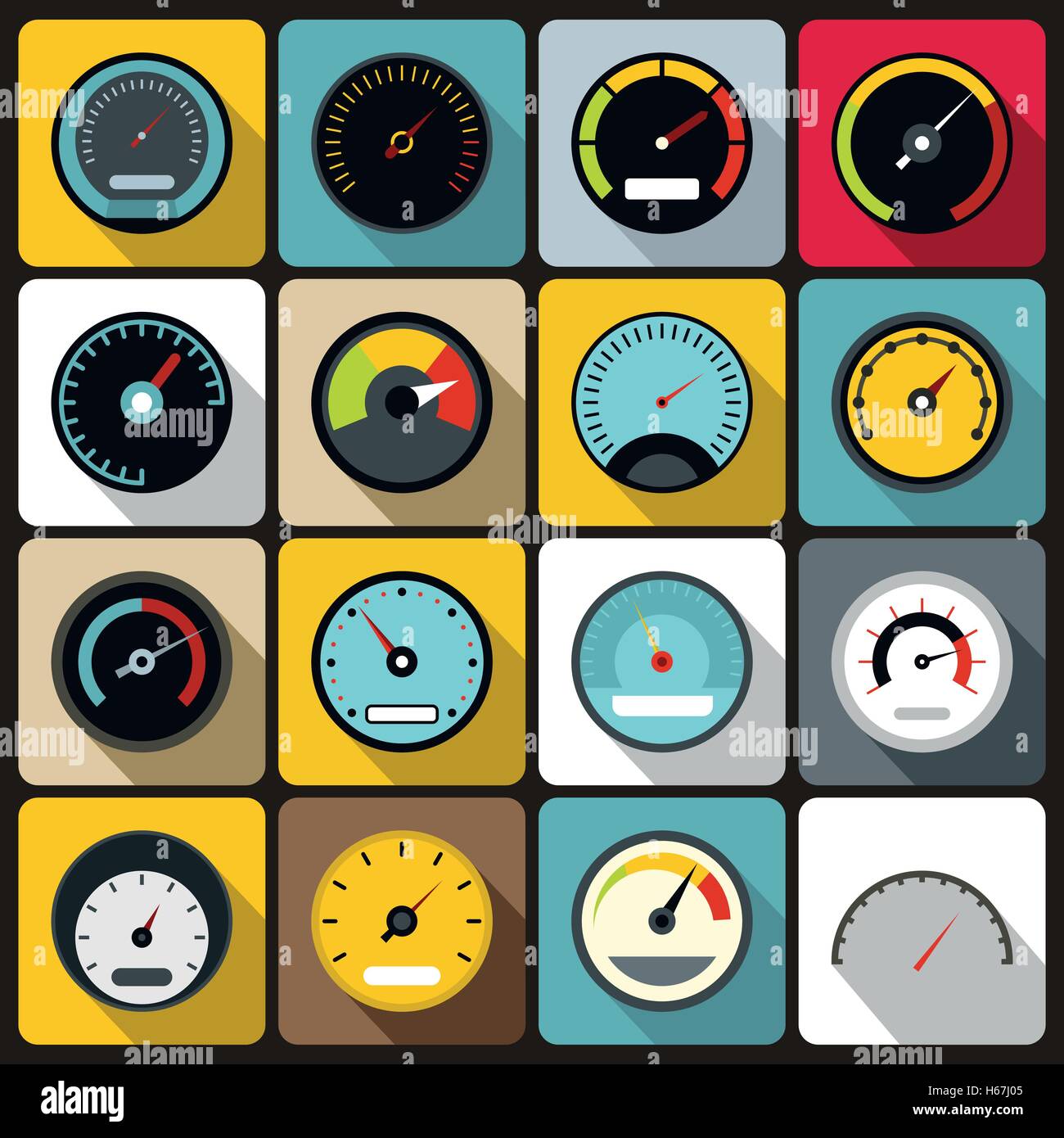 Speedometer icons set, flat style Stock Vector Image & Art - Alamy