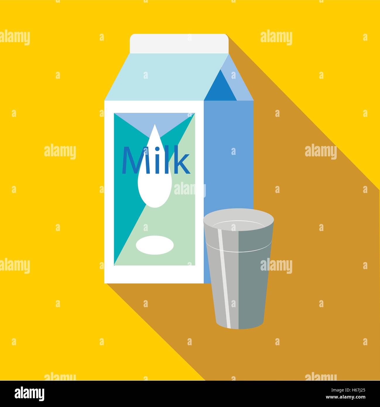 Milk carton and glass of milk icon, flat style Stock Vector Image & Art ...