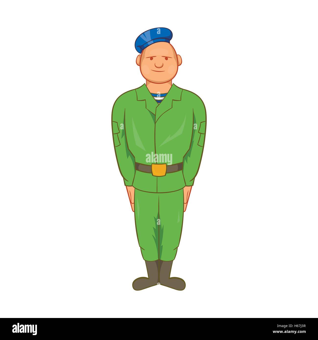 Man in green army uniform and blue beret icon Stock Vector Image & Art ...