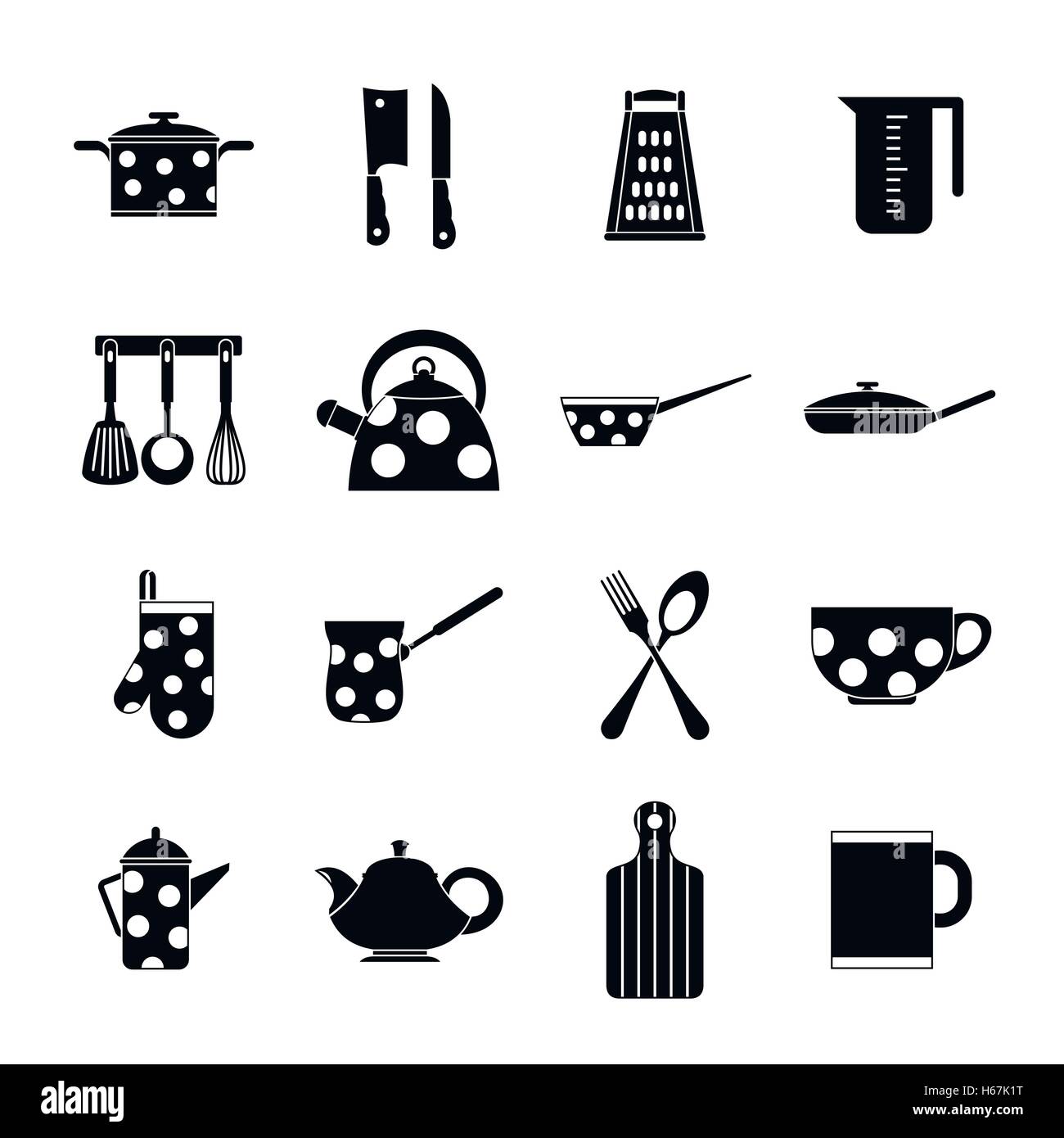 Kitchen tools and utensils icons, simple style Stock Vector Image & Art ...