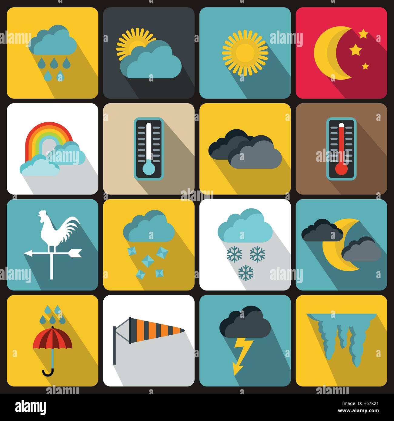 Weather icons set, flat style Stock Vector Image & Art - Alamy