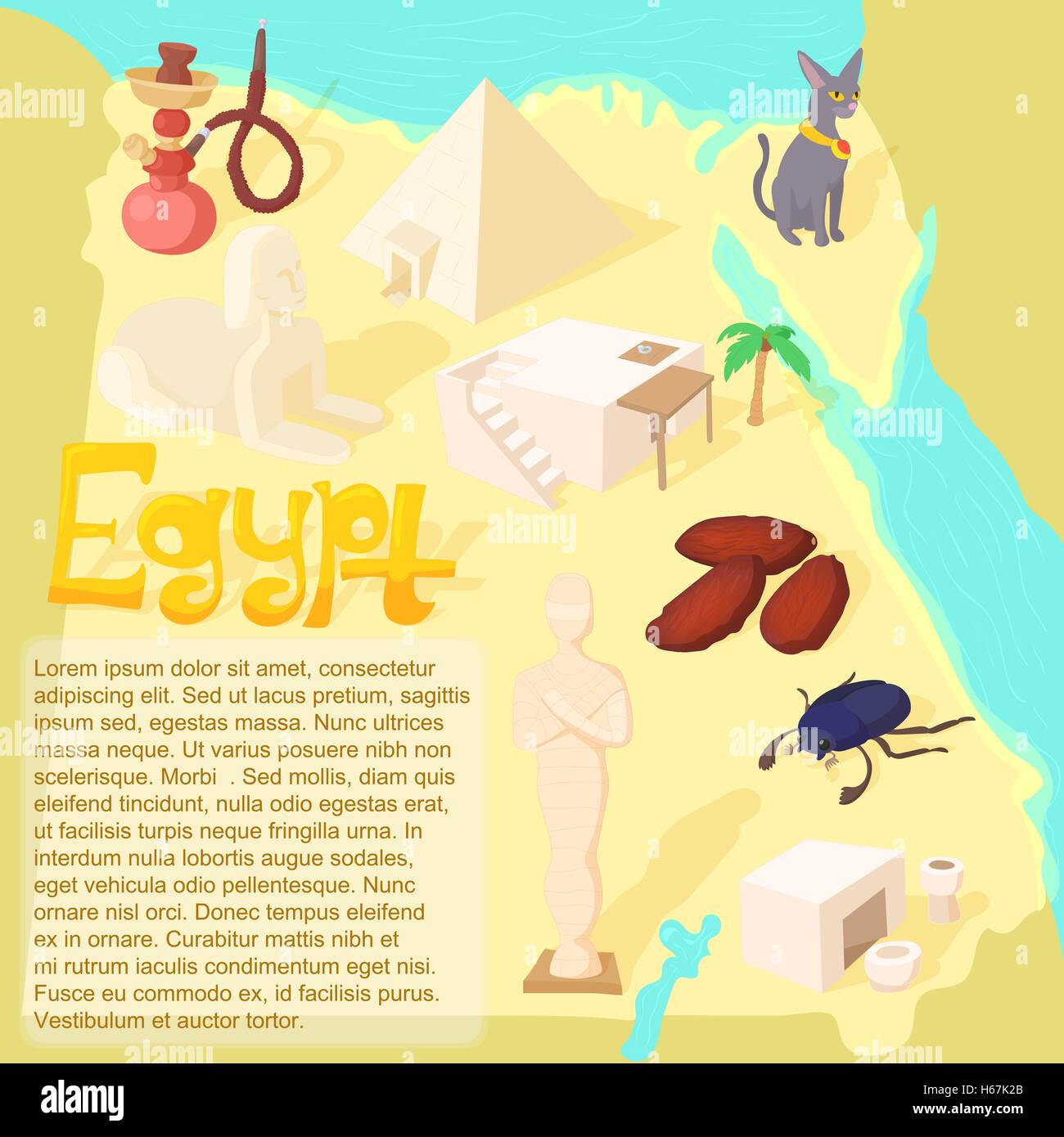 Design Egypt map travel and landmark concept Stock Vector Image & Art ...