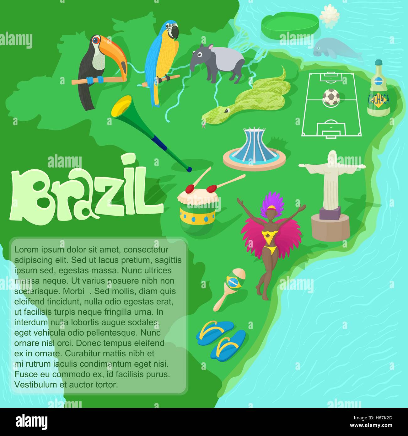 Brazil map concept, cartoon style Stock Vector Image & Art - Alamy