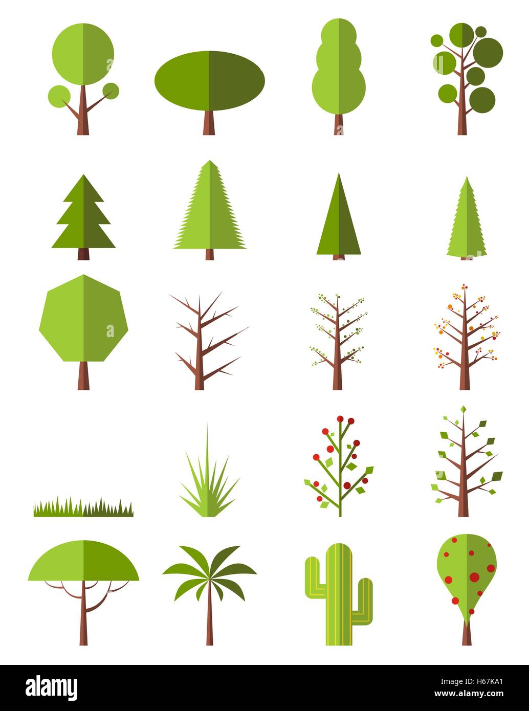 Flat trees set Stock Vector Image & Art - Alamy