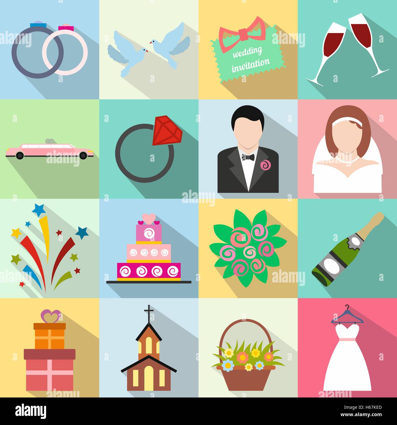 Wedding flat icons set Stock Vector Image & Art - Alamy