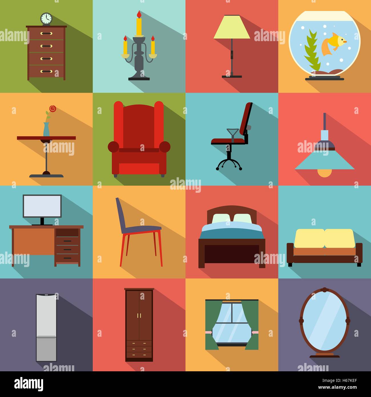 Furniture flat icons set Stock Vector Image & Art - Alamy