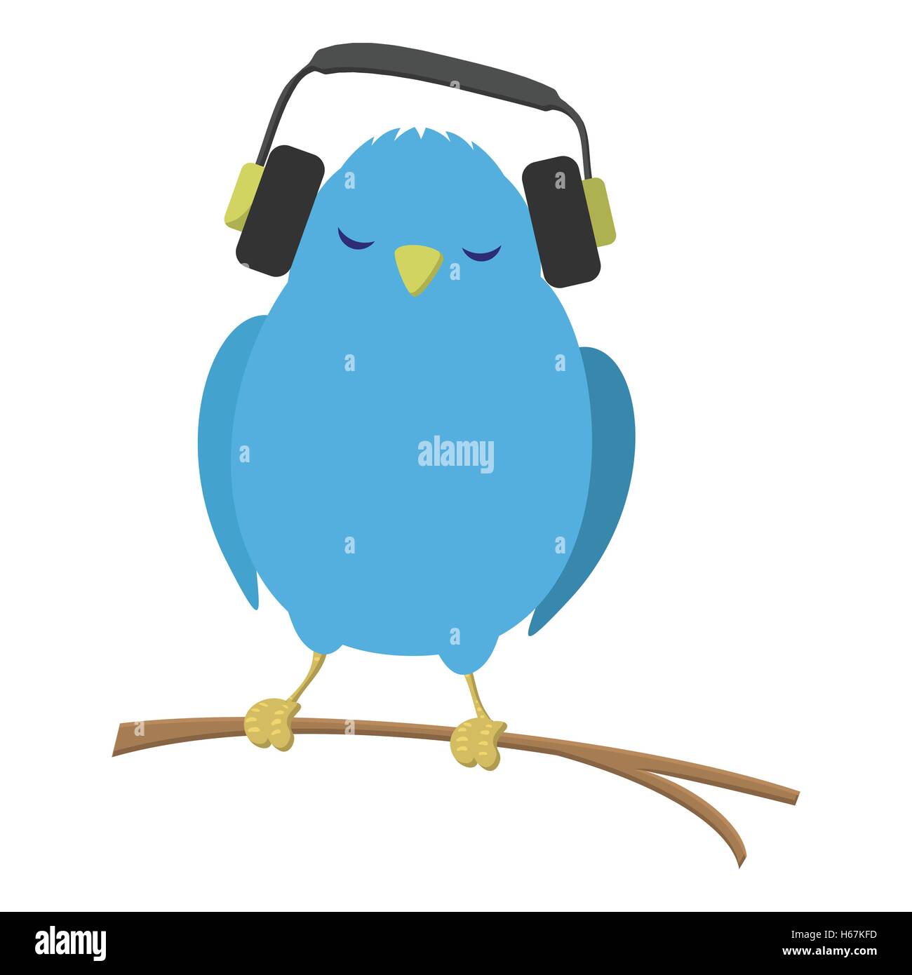 Blue bird listening to music Stock Vector Image & Art - Alamy