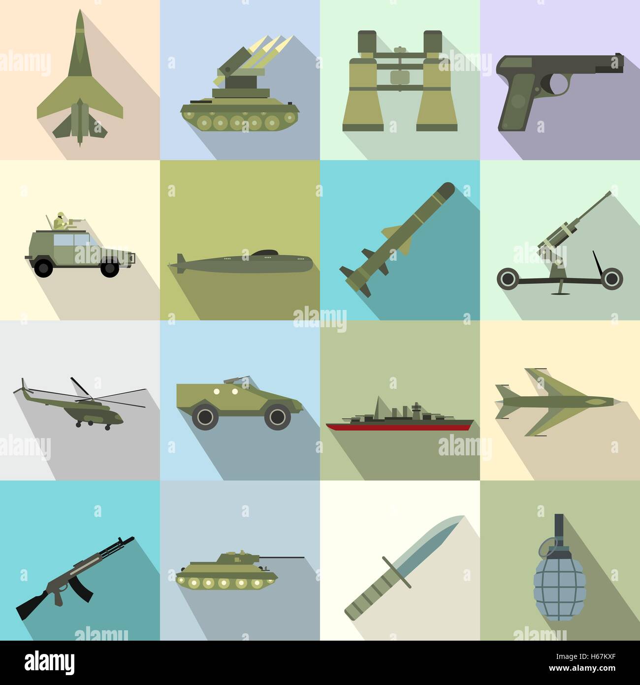 16 weapon flat icons set Stock Vector Image & Art - Alamy