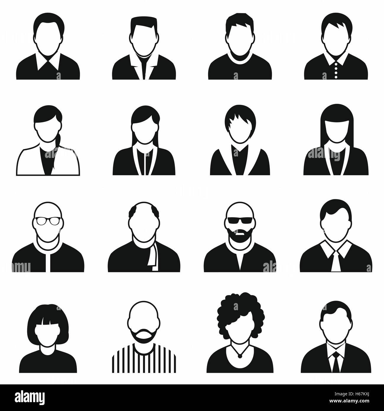 16 characters black icons set Stock Vector Image & Art - Alamy