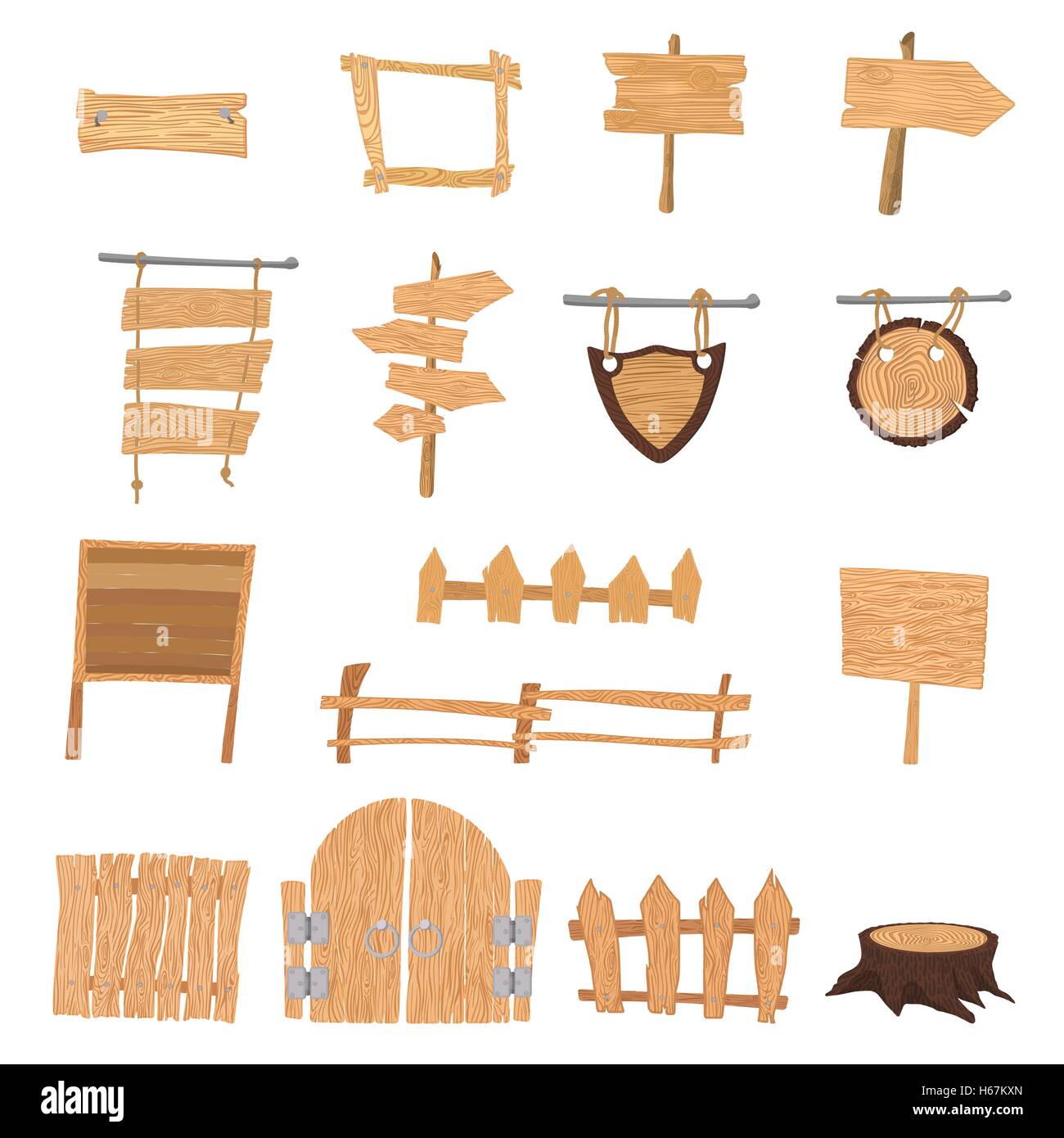 Wooden cartoon signs Stock Vector Image & Art - Alamy