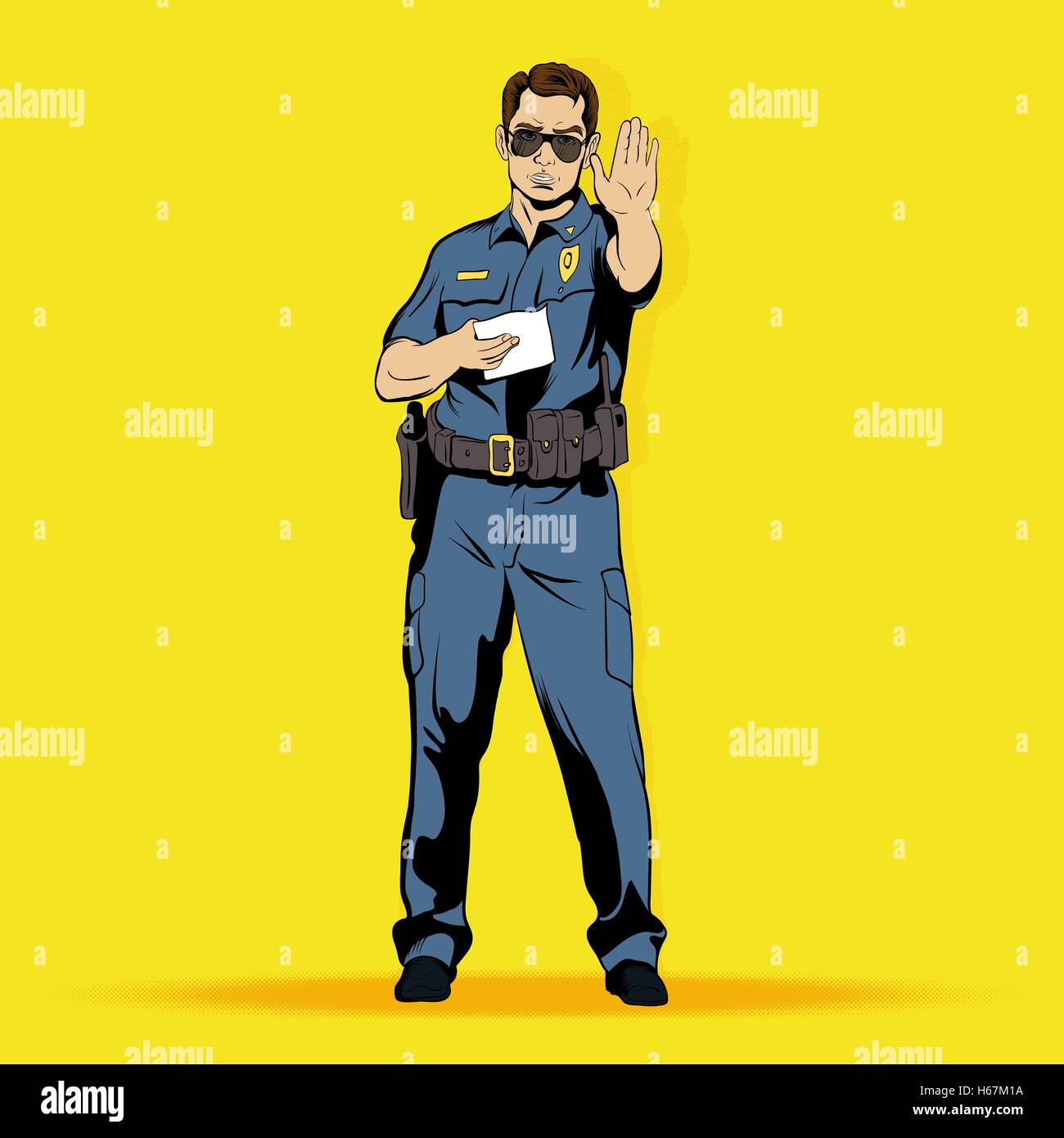 Cartoon illustration police officer looking hi-res stock photography ...